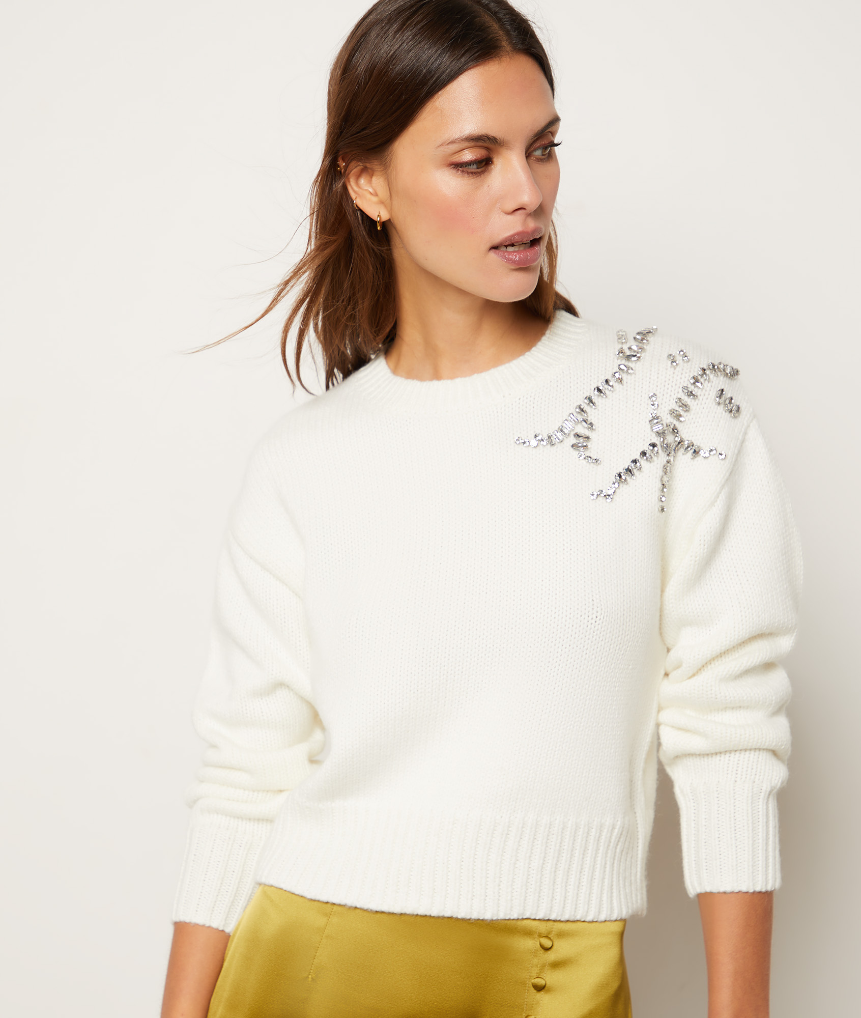 Pullover mit strass auf der schulter EDDY ECRU - ETAM