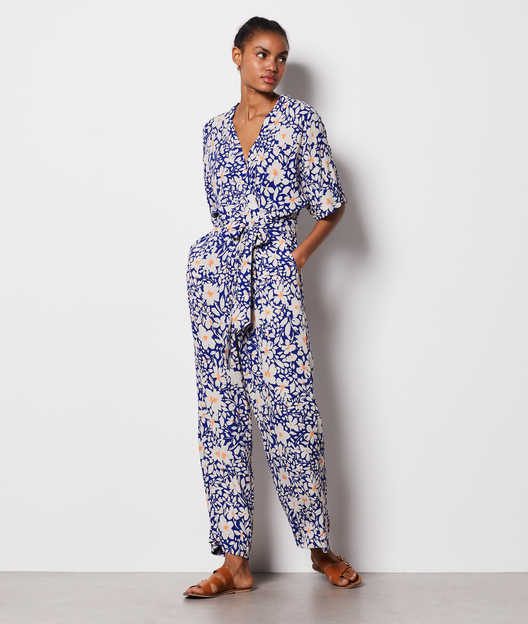 Geblümter Overall zum Binden BAYA IMP FD MARINE - ETAM